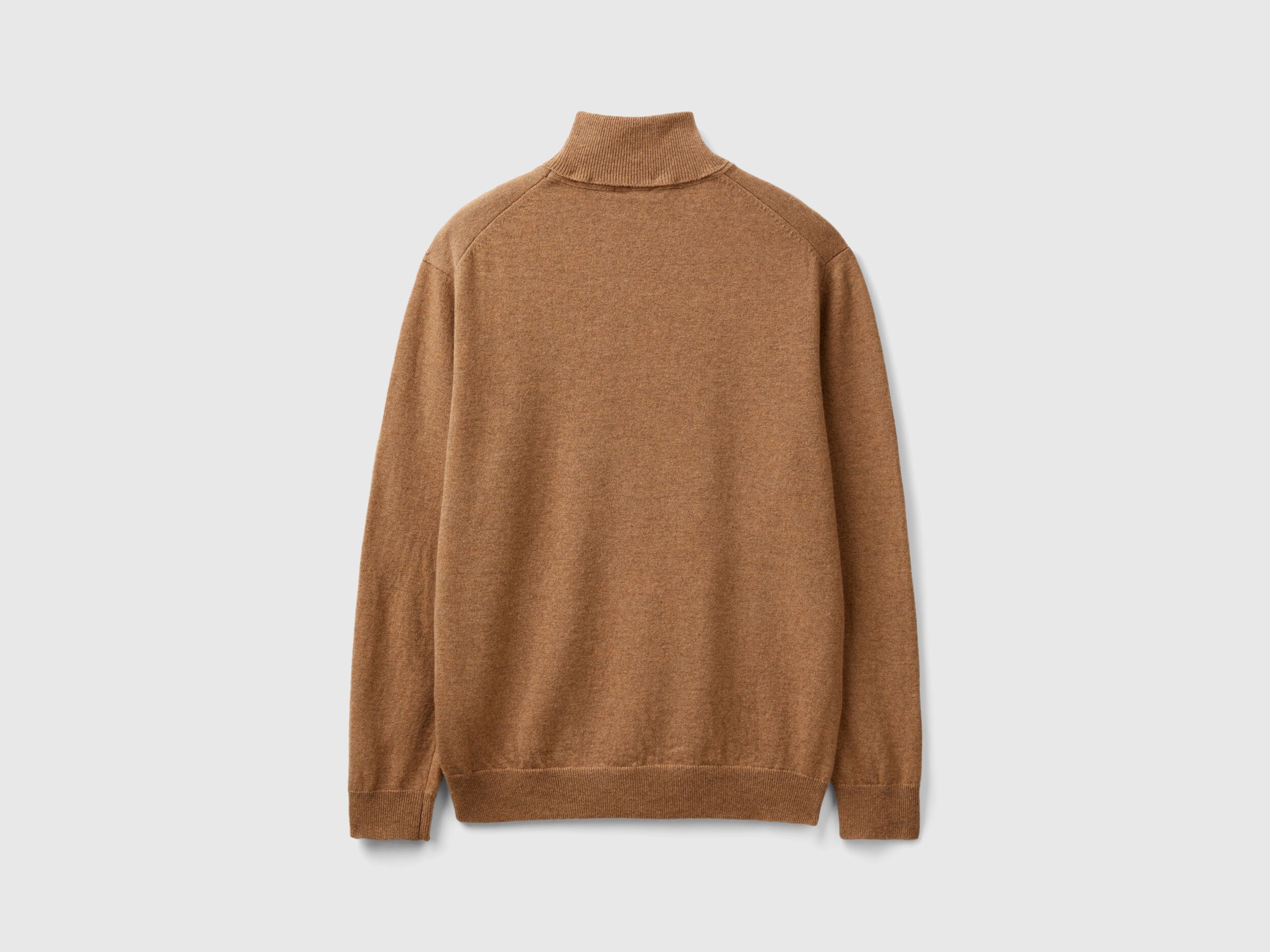 Marl brown turtleneck in pure Merino wool - Brown | Benetton Marl brown turtleneck in pure Merino wool - Brown | Benetton