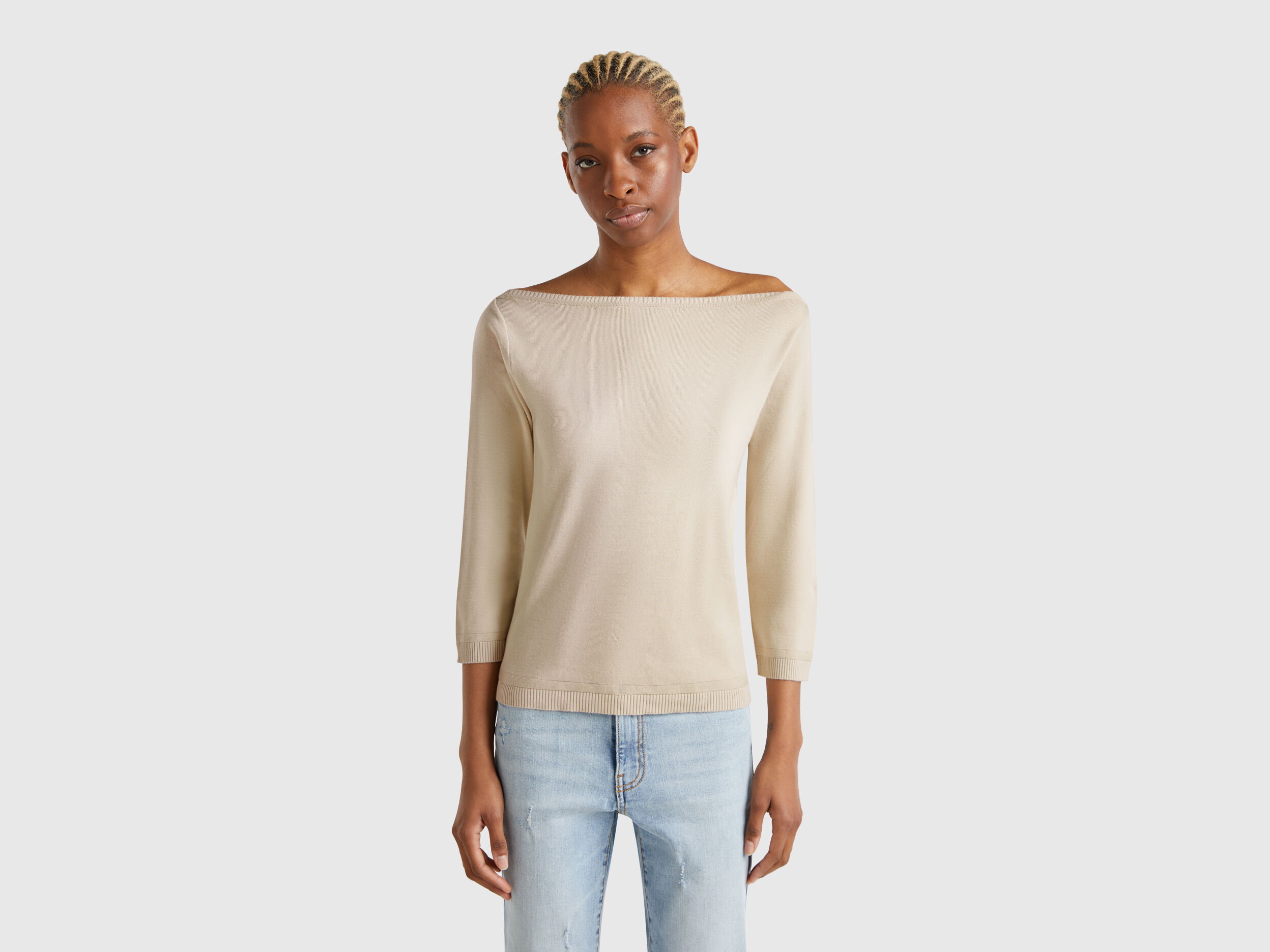 Women s Long Sleeve Tricot Cotton Sweaters Benetton